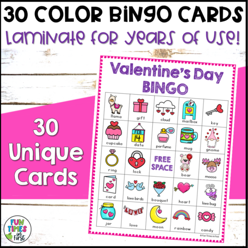 1st Grade Valentine's Day BINGO - Class Party Game - Vocabulary Center ...