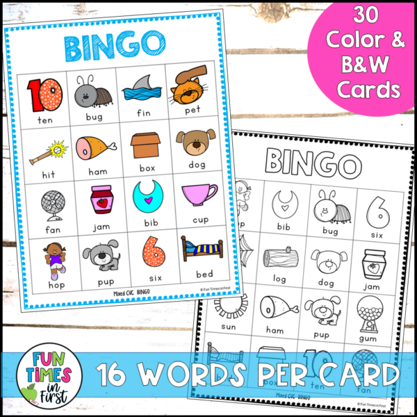 CVC Bingo Games | Mixed Practice | No Prep Phonics Games | Made By Teachers