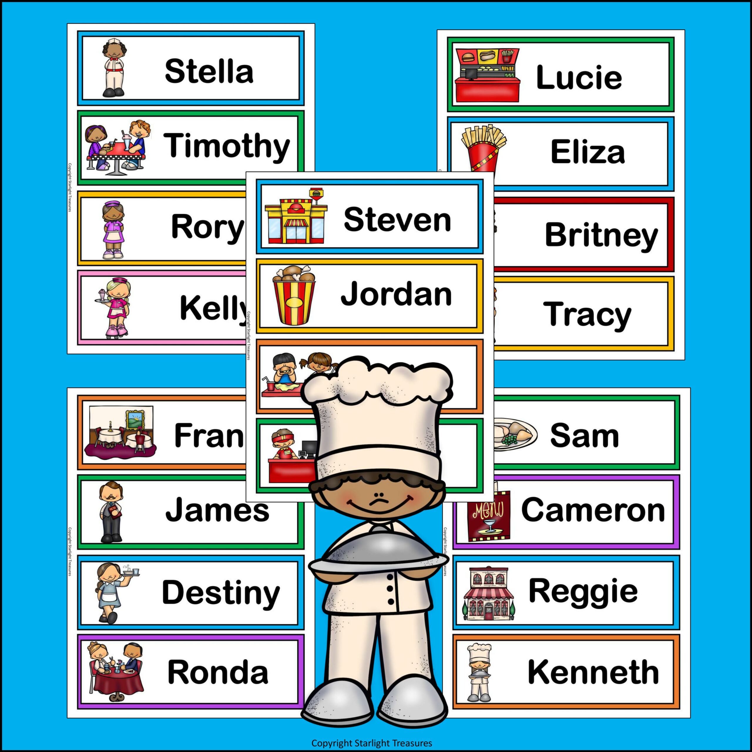 Dining Out Desk Name Tags - Editable | Made By Teachers