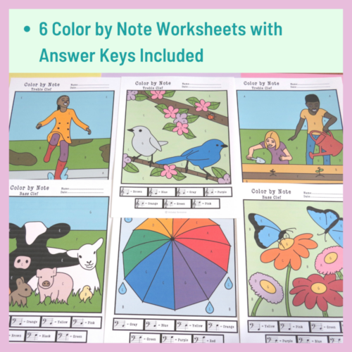 Spring Themed Color by Note - Treble Clef and Bass Clef | Springtime ...