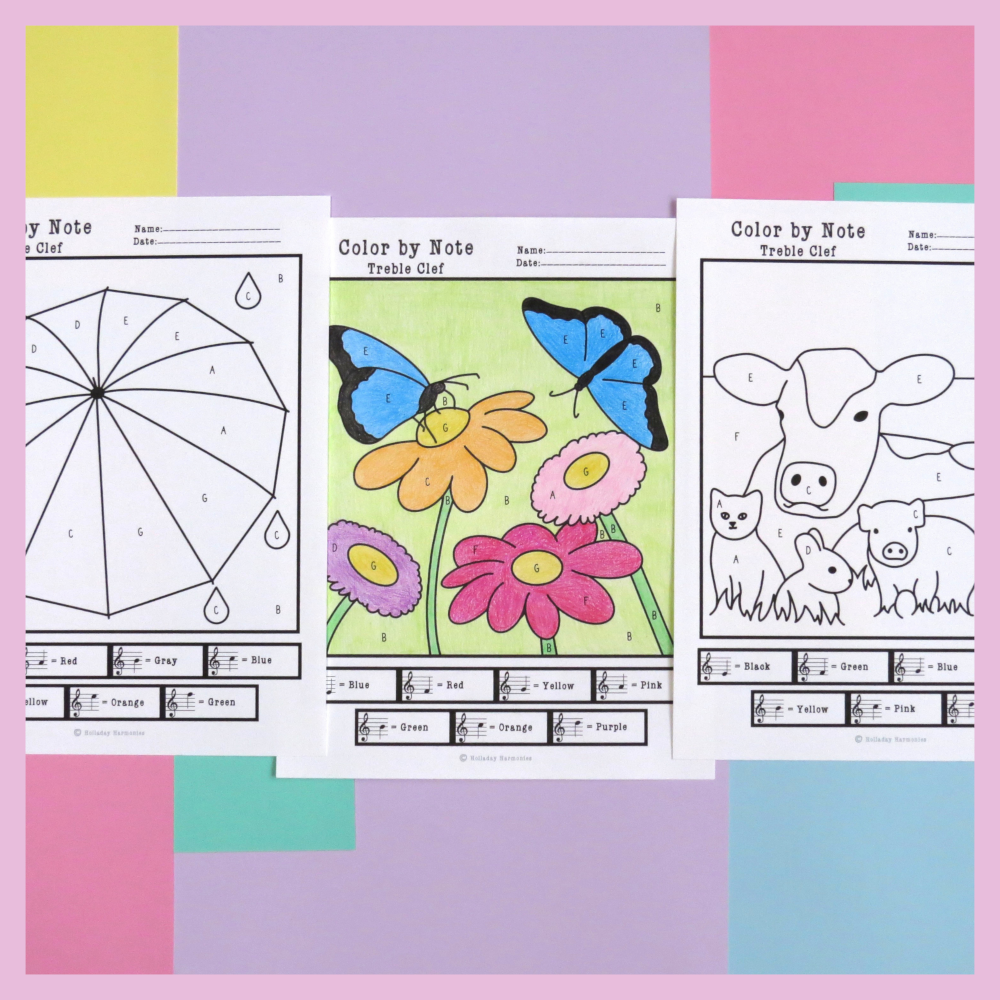 Spring Themed Color by Note - Treble Clef and Bass Clef | Springtime ...