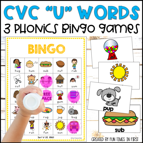 CVC Bingo Games | CVC Short U Words | | No Prep Phonics Games | Made By ...