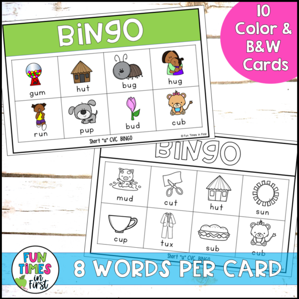 CVC Bingo Games | CVC Short U Words | | No Prep Phonics Games | Made By ...