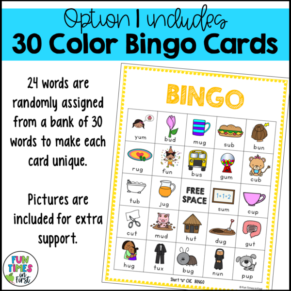 CVC Bingo Games | CVC Short U Words | | No Prep Phonics Games | Made By ...