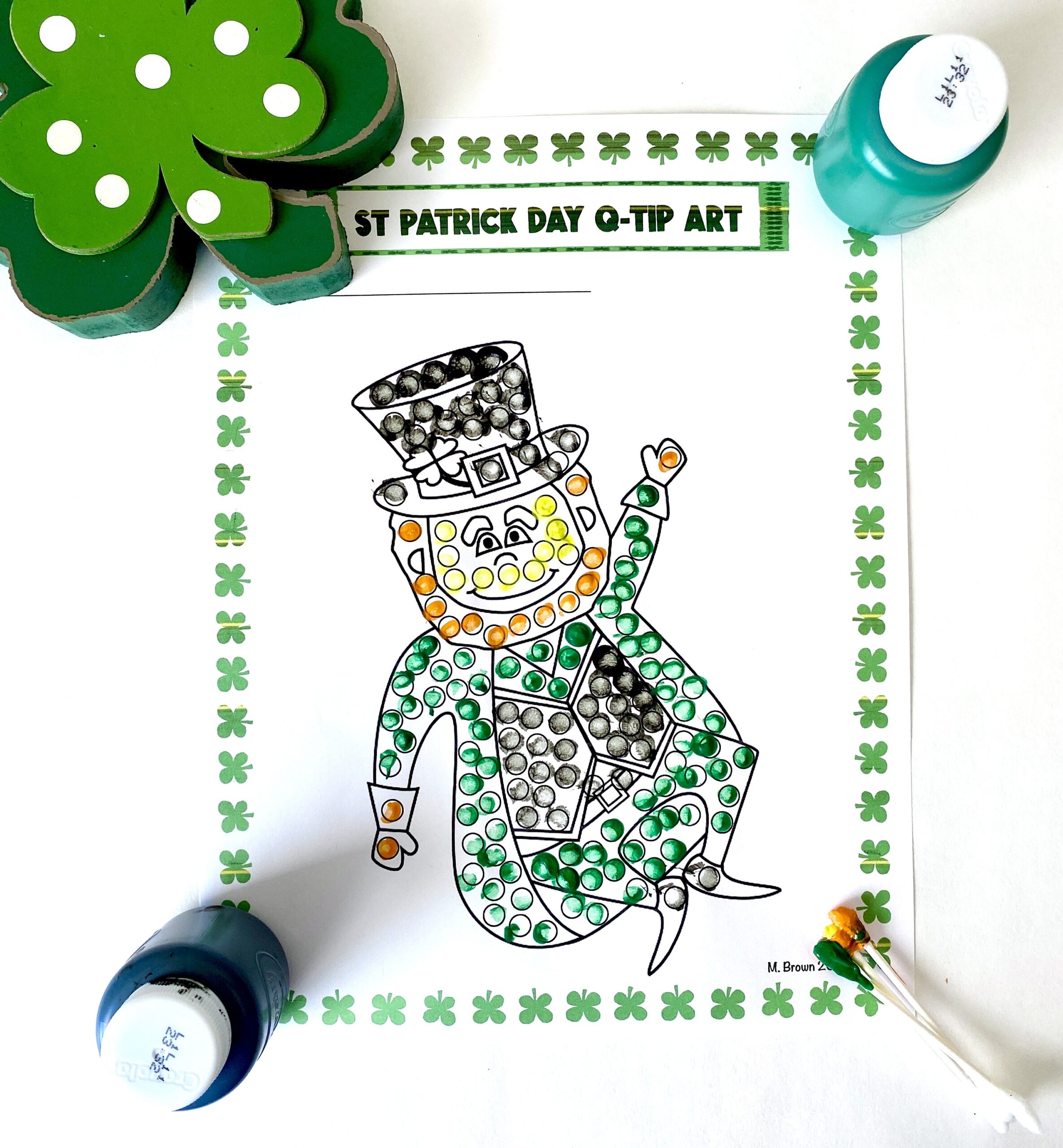 St. Patrick Day Q-Tip Art | Made By Teachers