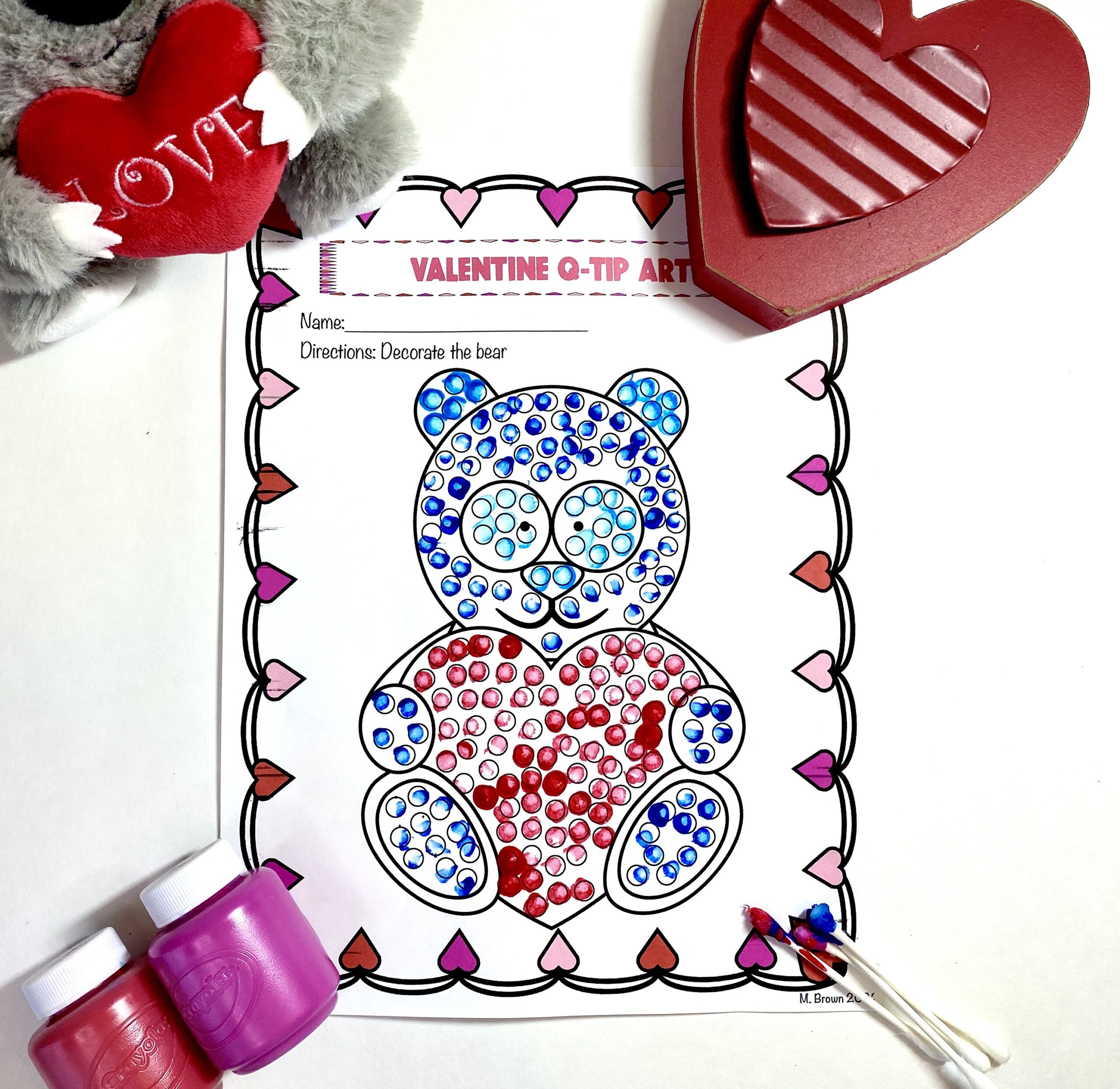 Valentine's Day Q-Tip Art | Made By Teachers