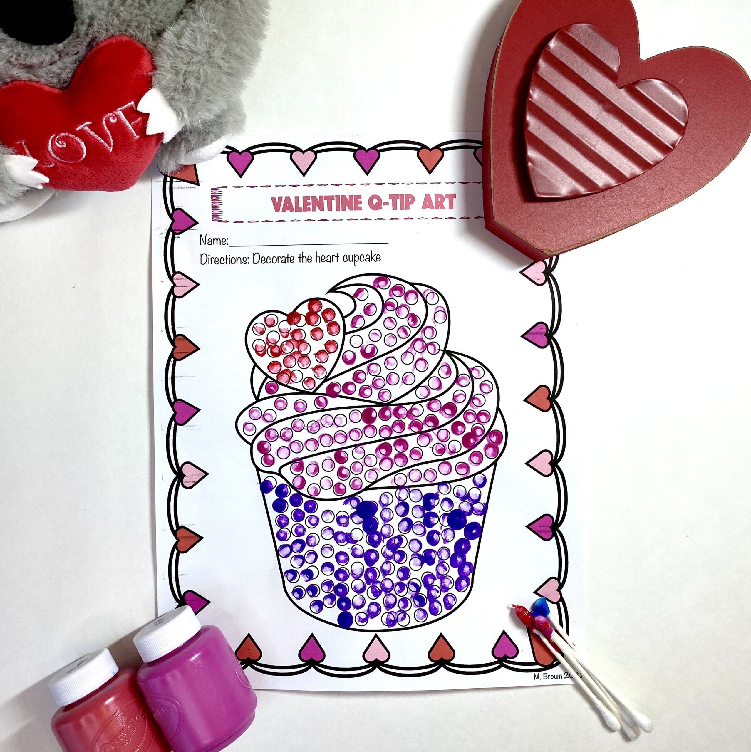 Valentine's Day Q-Tip Art | Made By Teachers