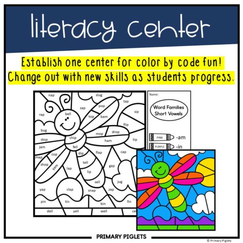 SPRING & SUMMER COLOR BY CODE WORD FAMILIES - POND LIFE | Made By Teachers