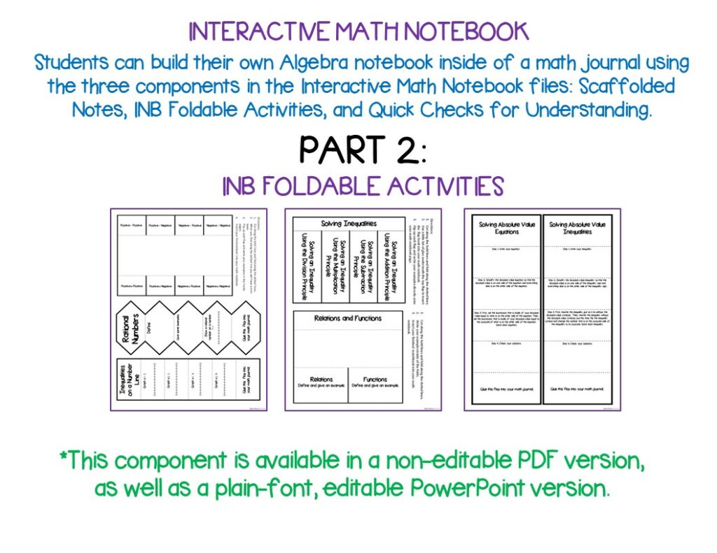 Equations, Inequalities, and Functions - Algebra Guided Note-Taking ...