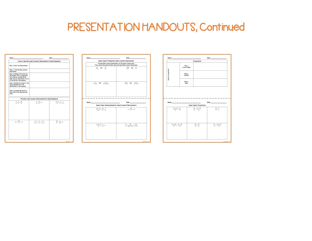 Adding And Subtracting Rational Expressions Algebra Guided Note