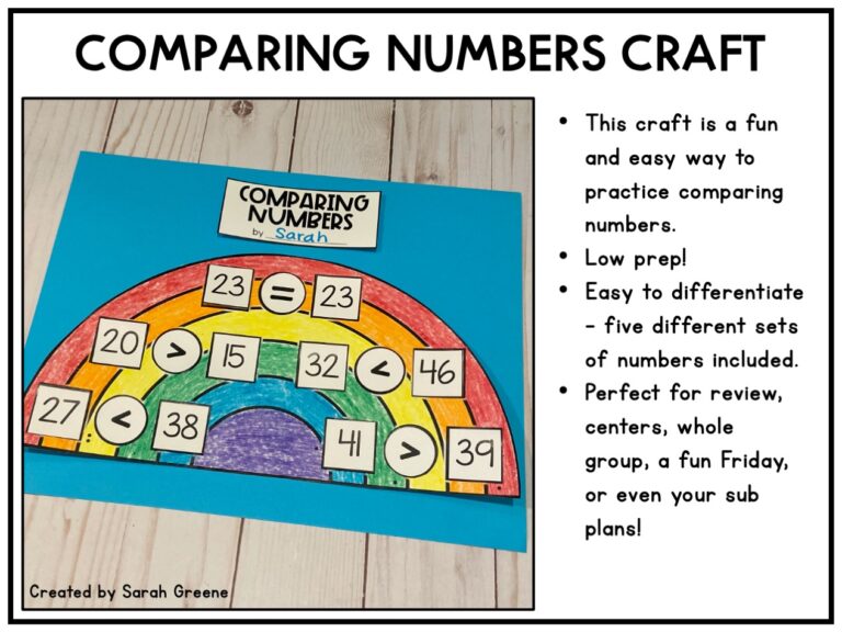 Comparing Numbers Rainbow Math Craft (Spring or St. Patrick's Day ...