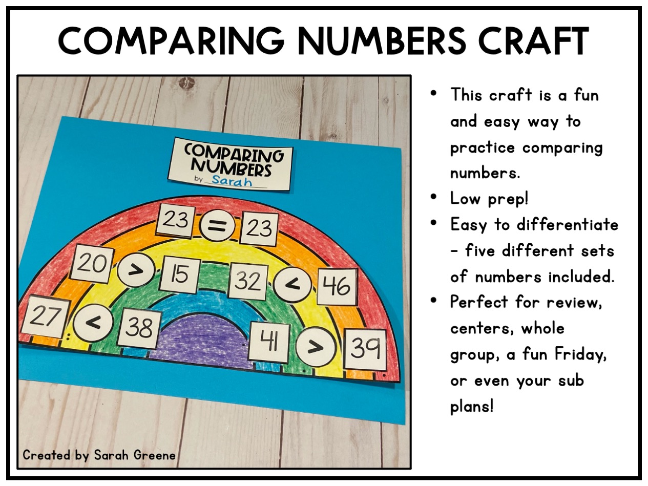 Comparing Numbers Rainbow Math Craft (Spring or St. Patrick's Day ...