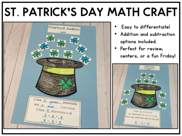 St.Patrick's Day Addition or Subtraction Math Craft - Made By Teachers