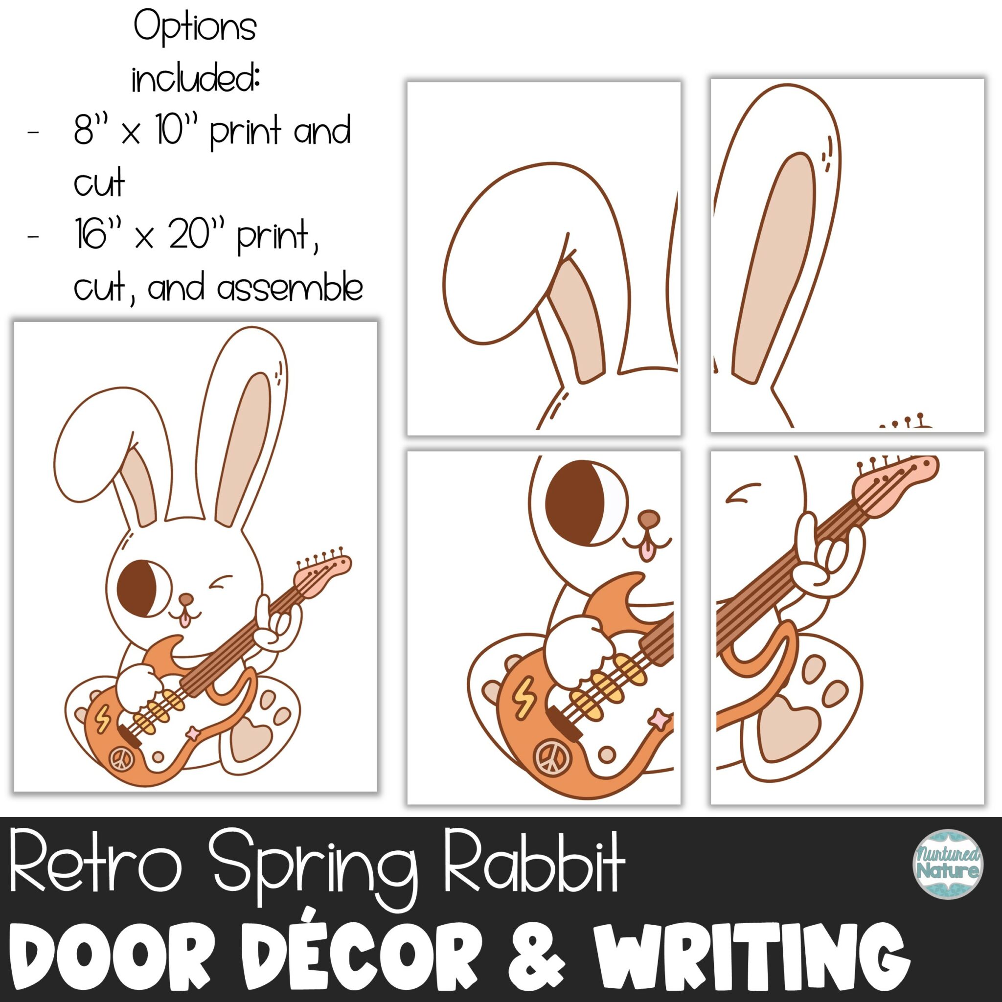 Spring Door Decor with Name Tags - Editable Easter Bunny Bulletin Board ...