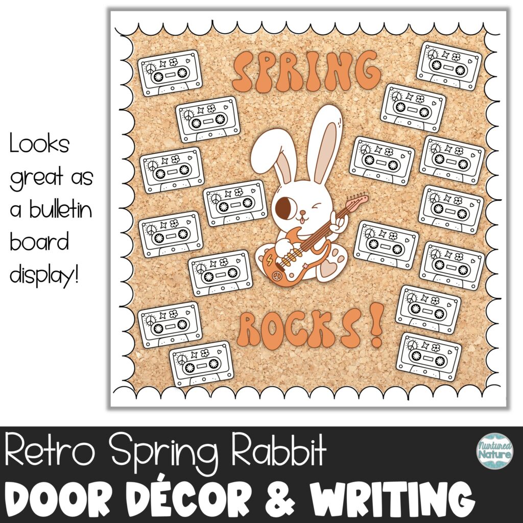 Spring Door Decor with Name Tags - Editable Easter Bunny Bulletin Board ...