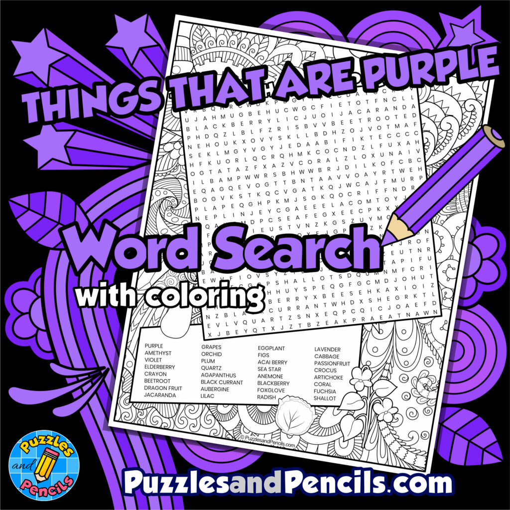 Things that are Purple Word Search Puzzle with Coloring | Wordsearch ...