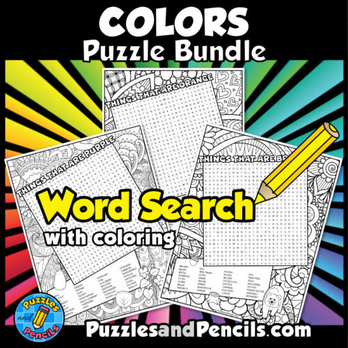 Colors Word Search Puzzle BUNDLE | 10 Wordsearch Puzzles | Made By Teachers