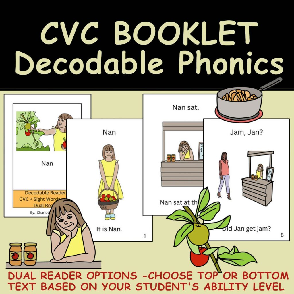 CVC Decodable Phonics Story Booklet 1 "Nan" Book for Reading Practice ...