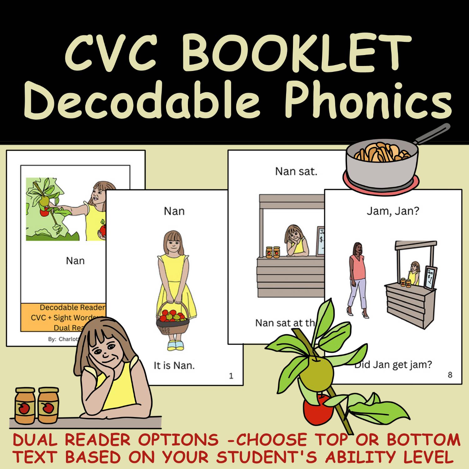 CVC Decodable Phonics Story Booklet 1 "Nan" Book for Reading Practice ...