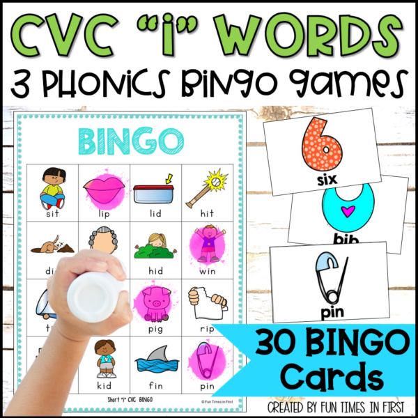 CVC Bingo Games | CVC Short i Words | No Prep Phonics Games | Made By ...