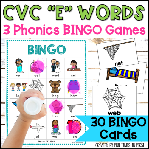 CVC Bingo Games | CVC Short E Words | No Prep Phonics Games | Made By ...