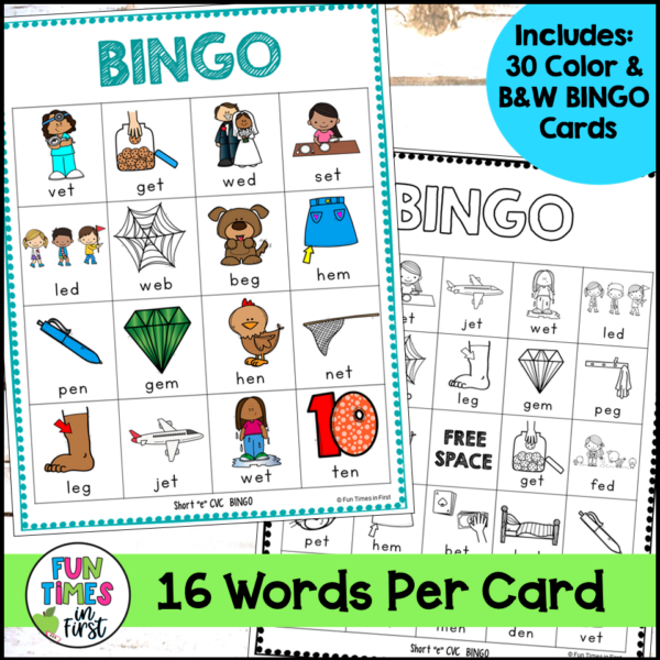 CVC Bingo Games | CVC Short E Words | No Prep Phonics Games | Made By ...