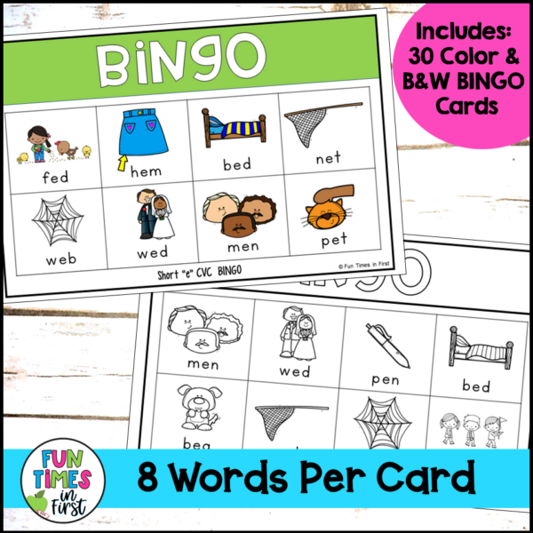 CVC Bingo Games | CVC Short E Words | No Prep Phonics Games | Made By ...