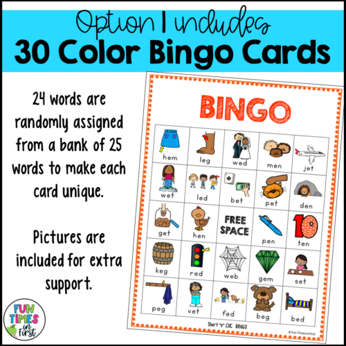 CVC Bingo Games | CVC Short E Words | No Prep Phonics Games | Made By ...