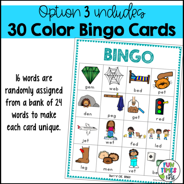 CVC Bingo Games | CVC Short E Words | No Prep Phonics Games | Made By ...