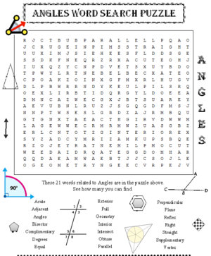 Angles Degrees and Measurement Worksheets PLUS Angles Word Search ...