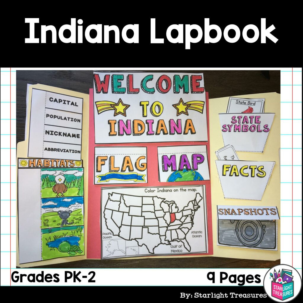 Indiana Lapbook for Early Learners - A State Study | Made By Teachers