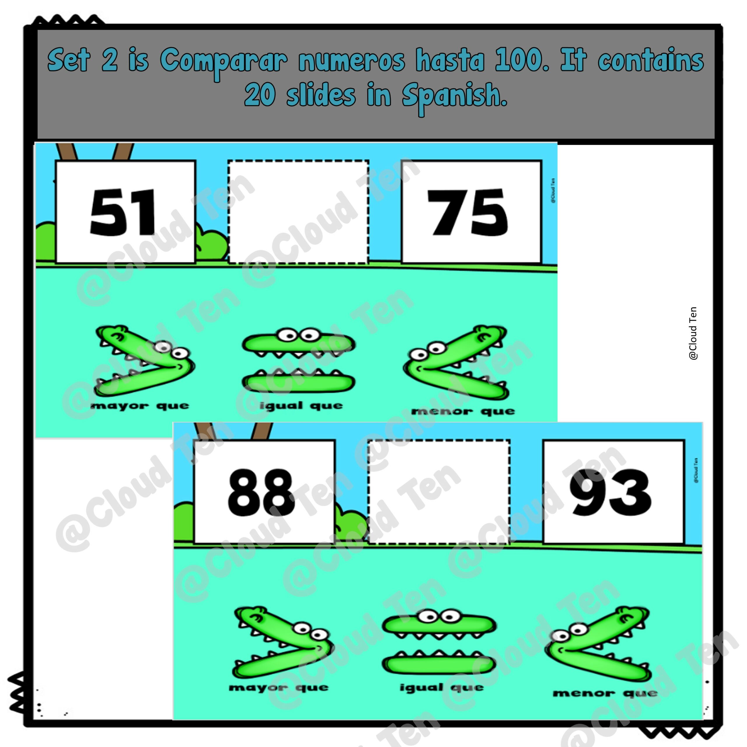 Comparar numeros con cocodrilos en Google Slides™ | Made By Teachers