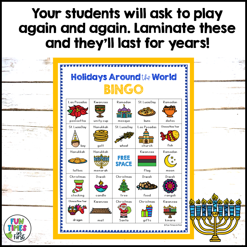 Holidays Around the World Bingo Game | Made By Teachers