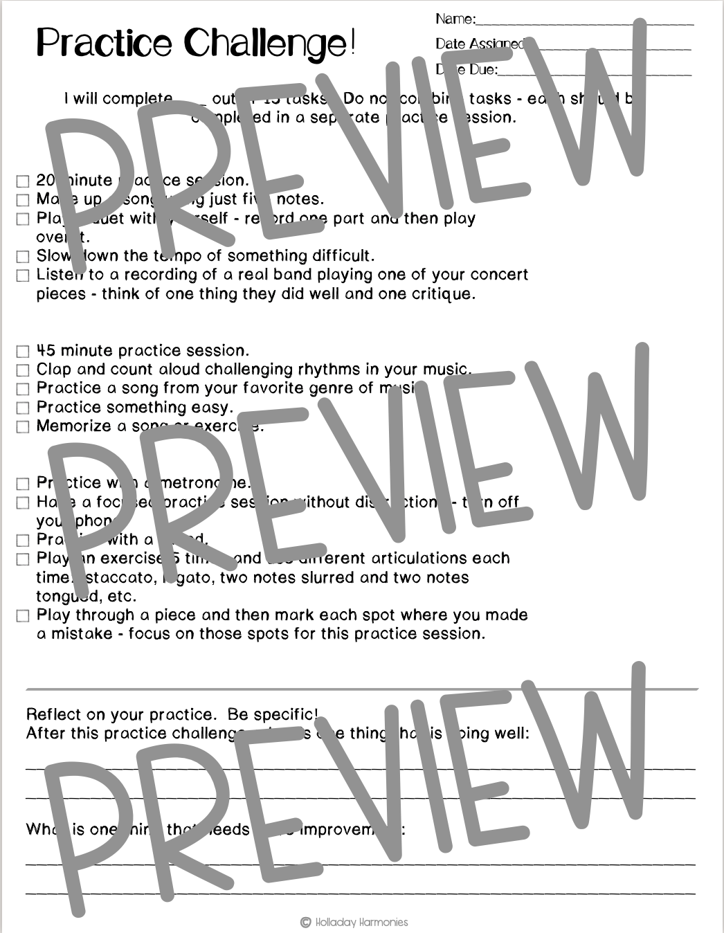Music Practice Challenge Logs | Practice Logs for Band | Made By Teachers