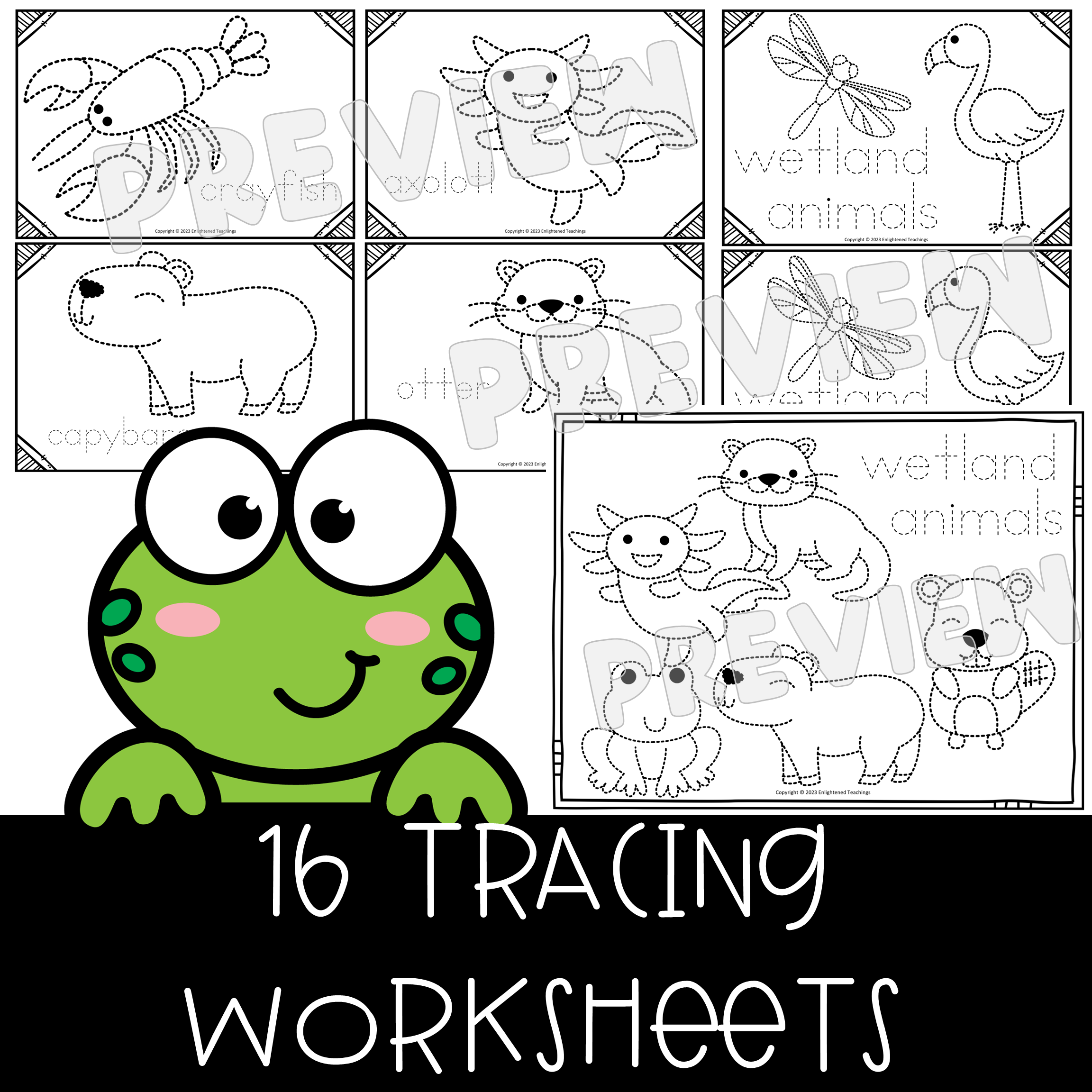 Wetland Animals Tracing Worksheets Fine Motor Activity Tracing ...