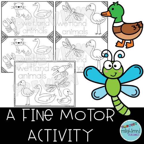 Wetland Animals Tracing Worksheets Fine Motor Activity Tracing ...