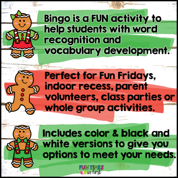 Christmas Bingo Game | Holiday Vocabulary Center Activity | Class Party ...