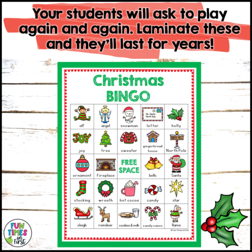 Christmas Bingo Game | Holiday Vocabulary Center Activity | Class Party ...