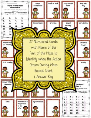 Parts of the Mass Task Cards or SCOOT Game | Made By Teachers