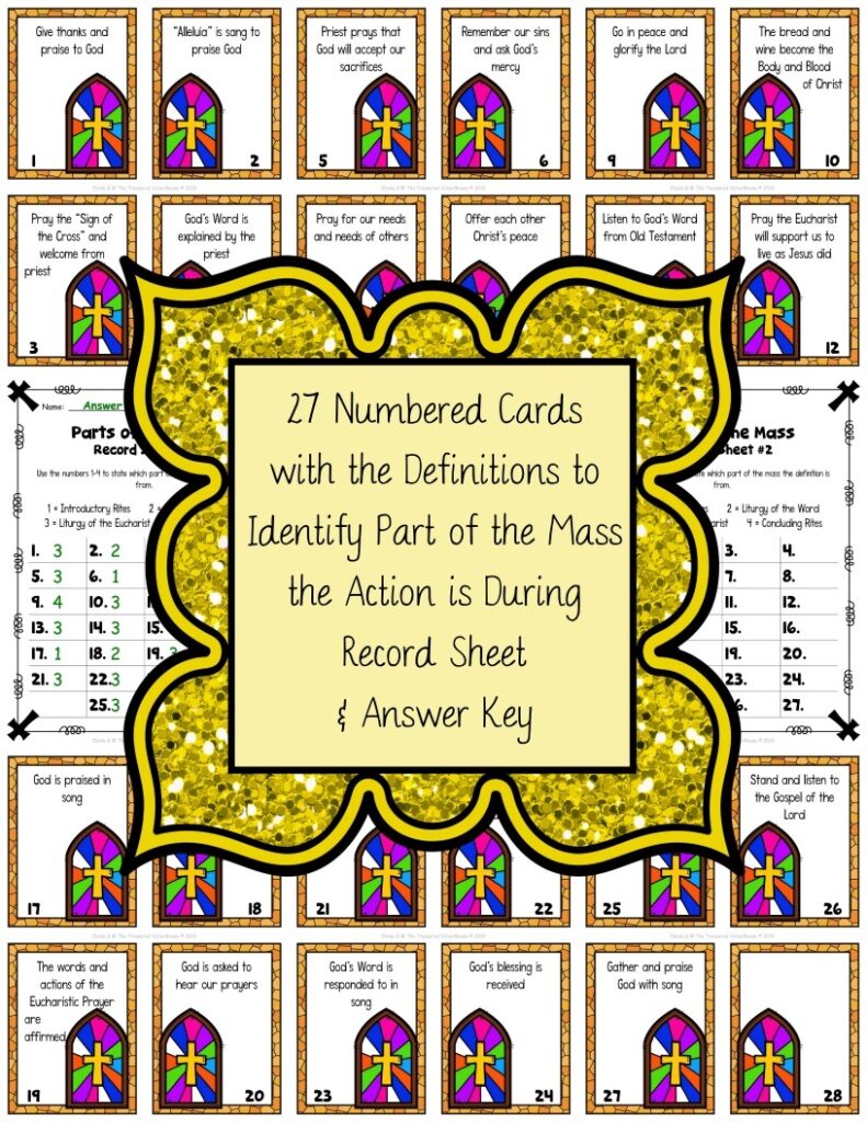 Parts of the Mass Task Cards or SCOOT Game | Made By Teachers