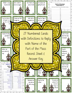Parts of the Mass Task Cards or SCOOT Game | Made By Teachers