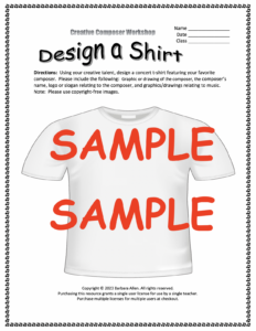 Design a Music Composer T-Shirt Lesson Project - Printable | Made By ...