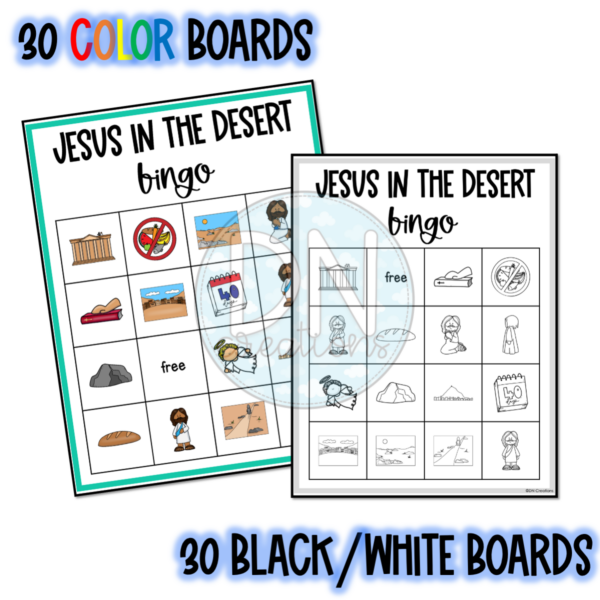 Bible Bingo Jesus Tempted in the Desert l Jesus in the Wilderness Bible ...