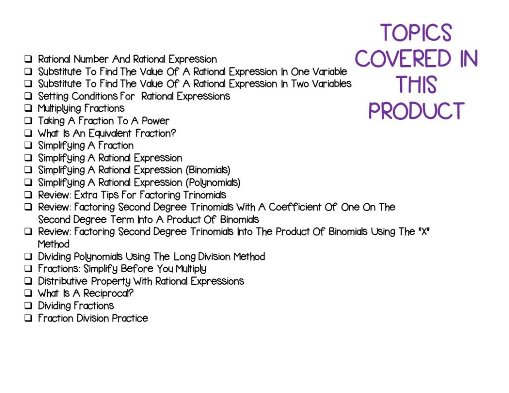 Multiplying and Dividing Rational Expressions - Algebra Guided Note ...