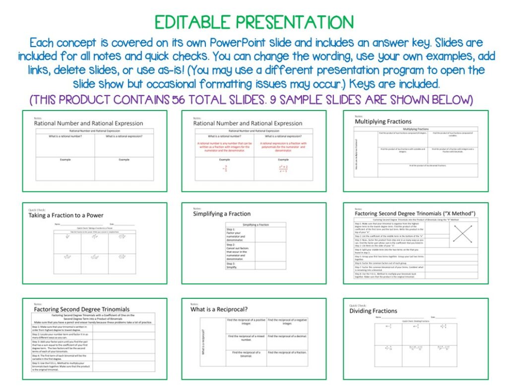 Multiplying and Dividing Rational Expressions - Algebra Guided Note ...