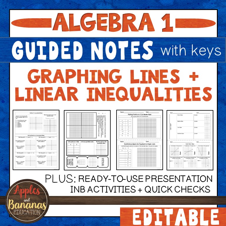 Graphing Lines and Linear Inequalities - Algebra Guided Note-Taking ...