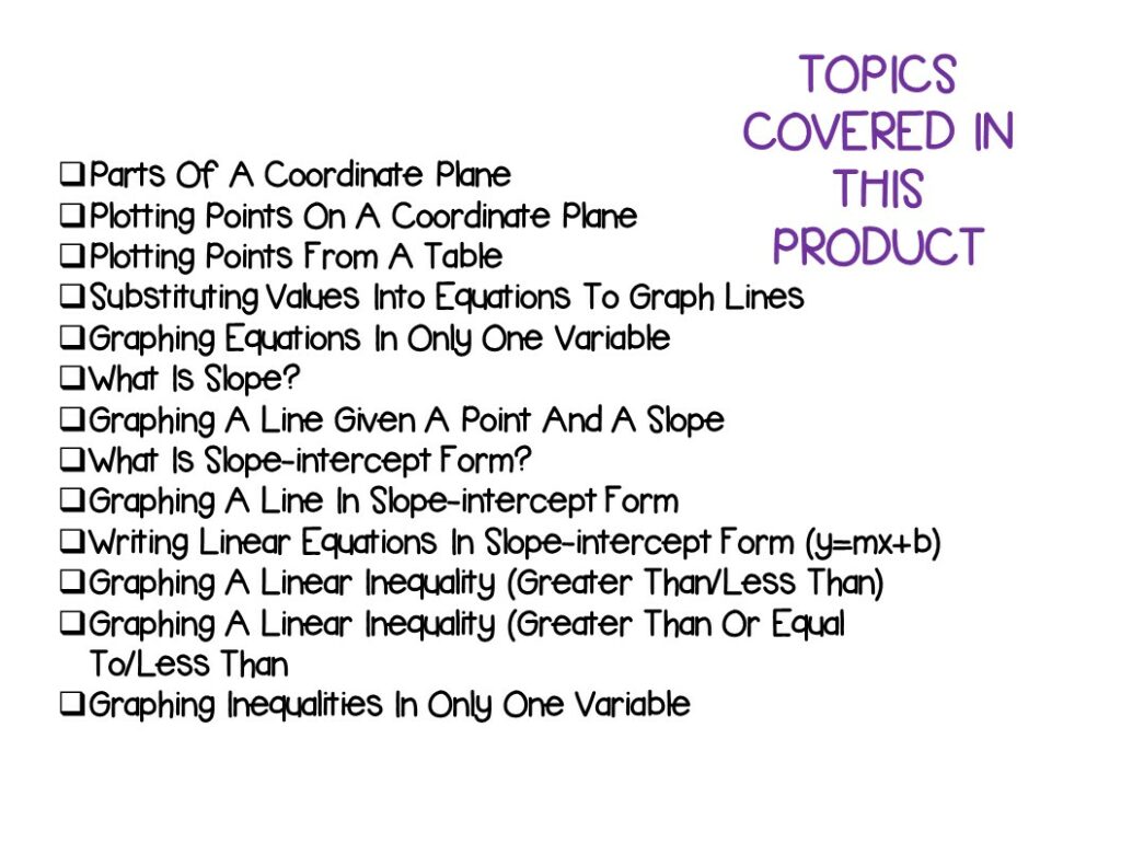 Graphing Lines and Linear Inequalities - Algebra Guided Note-Taking ...