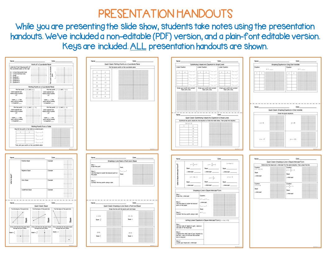 Graphing Lines and Linear Inequalities - Algebra Guided Note-Taking ...
