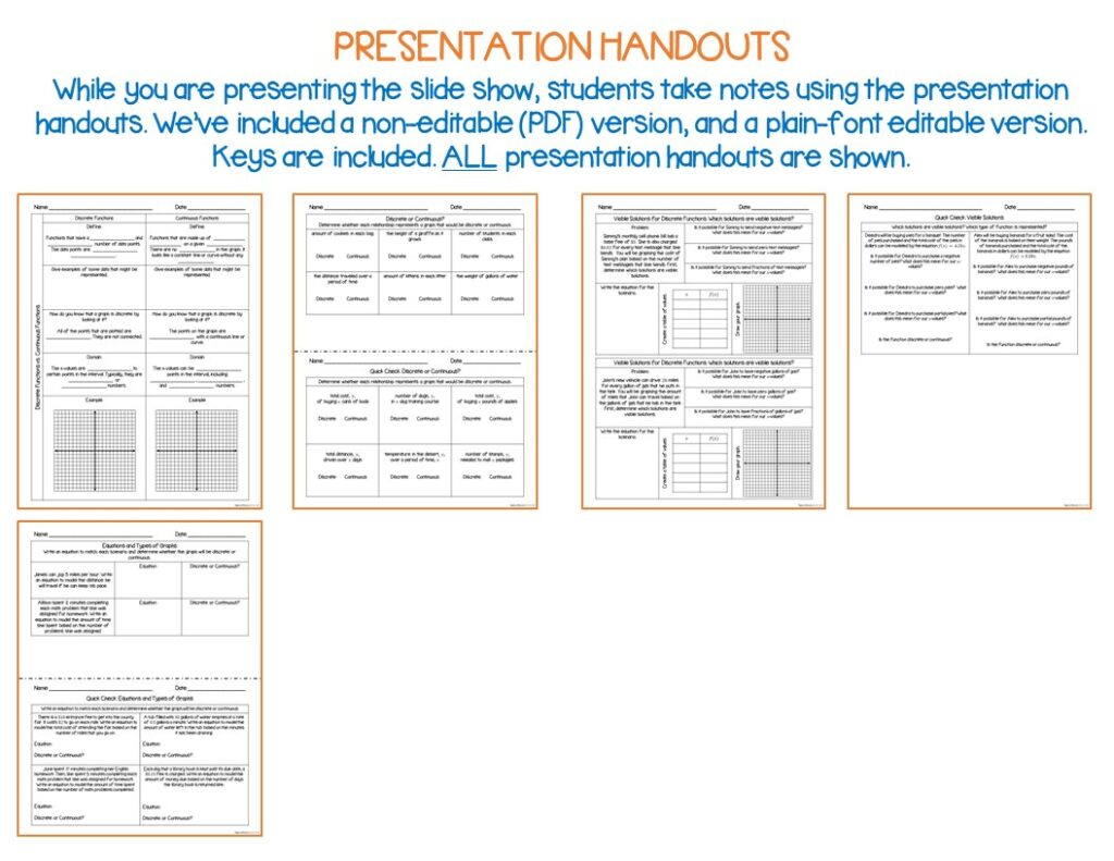Discrete and Continuous Functions - Algebra Guided Note-Taking ...