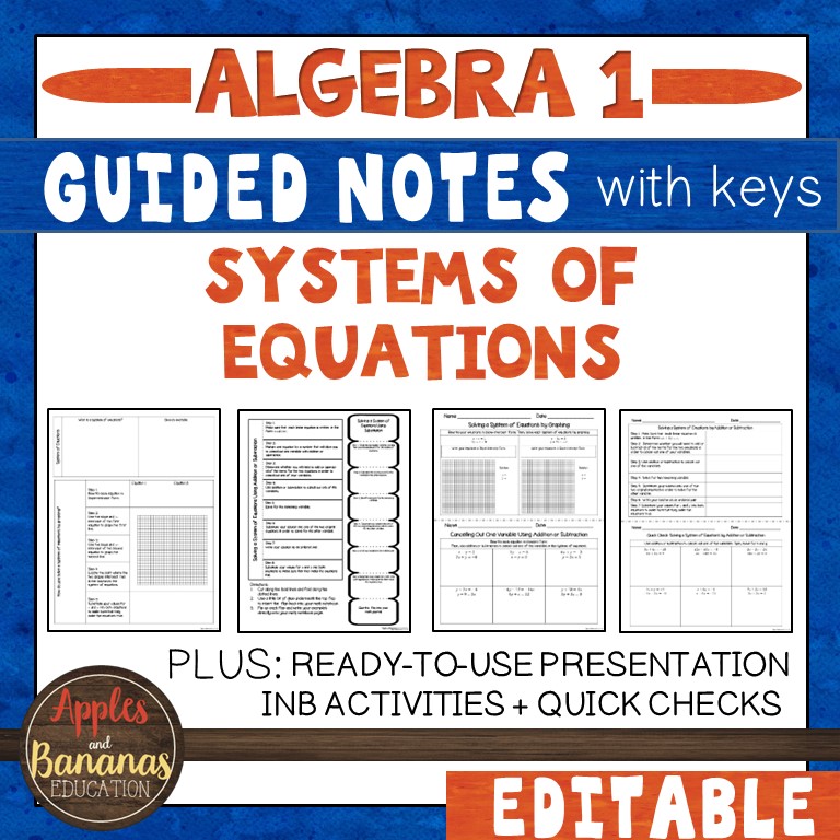 Systems of Equations - Algebra Guided Note-Taking Activities | Made By ...